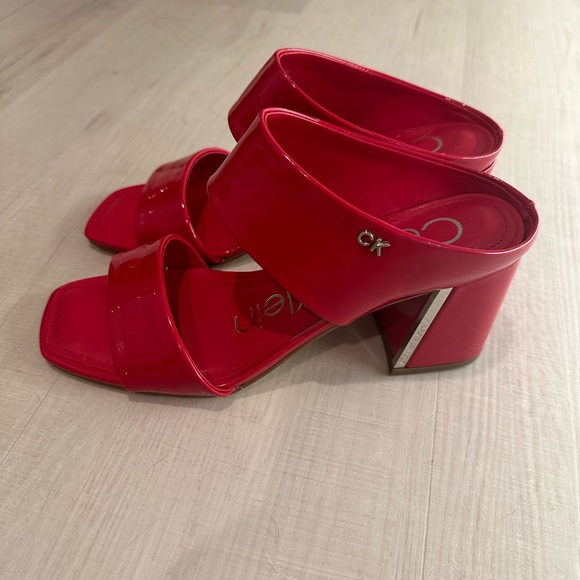 Calvin Klein | Shoes | Calvin Klein Red Patent Leather Sandals | Poshmark